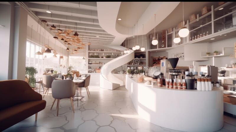 Modern Interior in Cafe with Bar and Chairs, Cafe Restaurant Stock ...