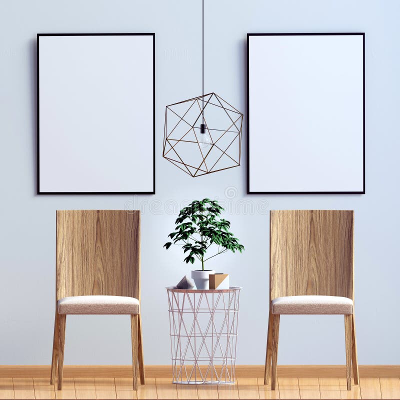 Modern Interior with Chair. Poster Mock Up Stock Illustration ...