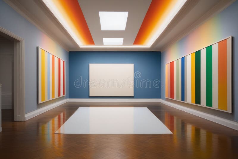 Modern Interior with Colored Glass Windows. 3d Render Modern Interior ...