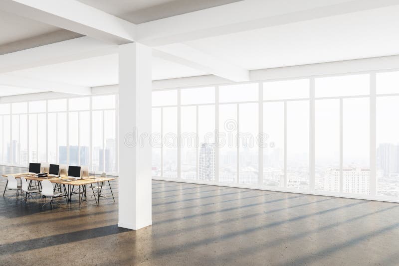 Modern Interior with Computer on Table Stock Illustration ...