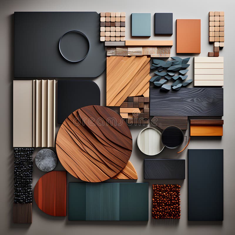 Modern Interior Composition with Different Geometric Shapes, 3 D Rendering Stock Illustration ...