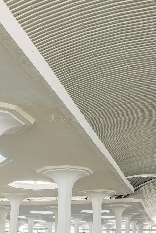 Modern Interior with Curved Ceiling and Columns Stock Image - Image of ...