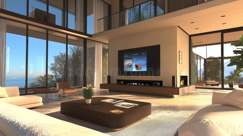 Modern Interior of a Custom-Built Home with Stylish Living Room Stock ...