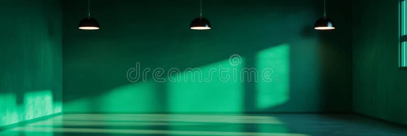 Modern Interior with Deep Forest Green Walls and Stylish Pendant ...