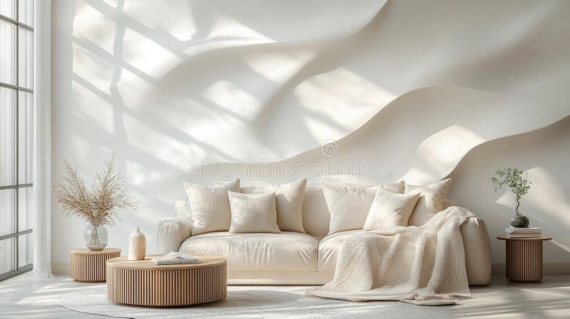 Modern Interior Design with Abstract Wall Shadows Stock Illustration - Illustration of airy ...