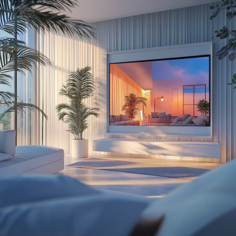 Modern Interior Design with Augmented Reality. Virtual Decor Displayed ...