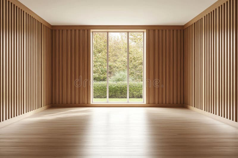 A Modern Interior Design Concept with Wooden Walls and Ceilings, Large ...