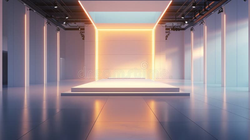 Modern Interior Design, Contemporary Minimalist Stage with Ambient ...