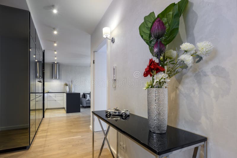 Modern Interior Design - Corridor Stock Photo - Image of home, black ...