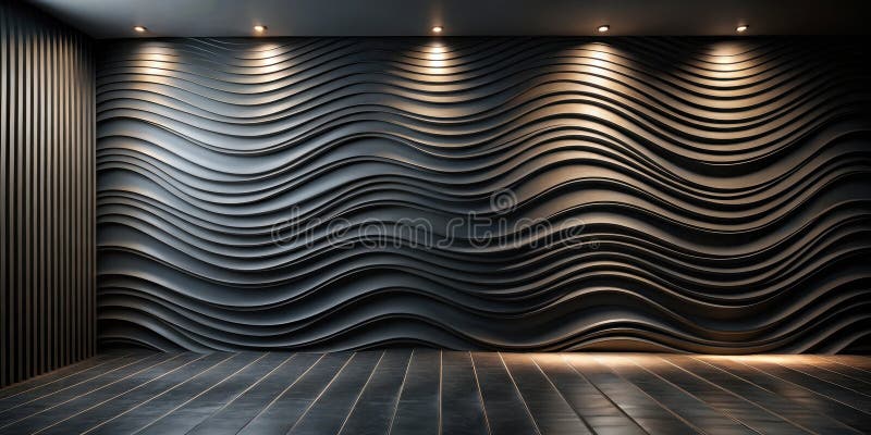 Modern Interior Design Dark Wavy Wall and Sleek Floor with Subtle ...