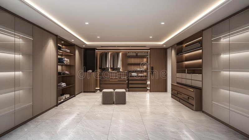 Modern Interior Design of a Dressing Room with Modern Wardrobe Shelves ...