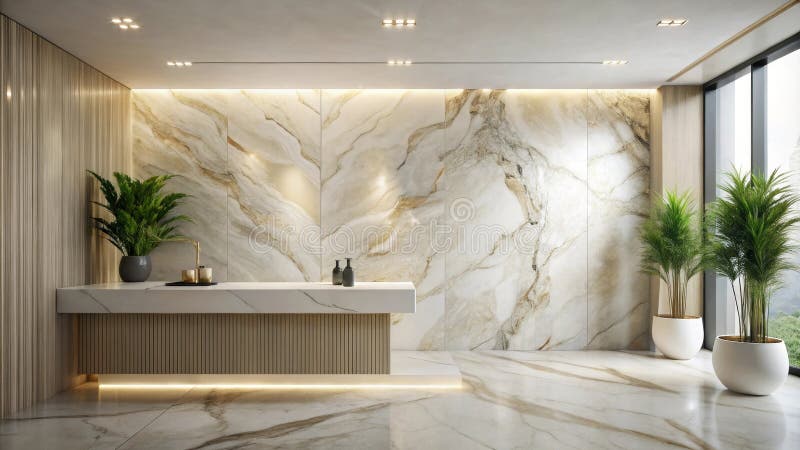 Modern Interior Design Elegant Reception Area with Marble Wall and ...