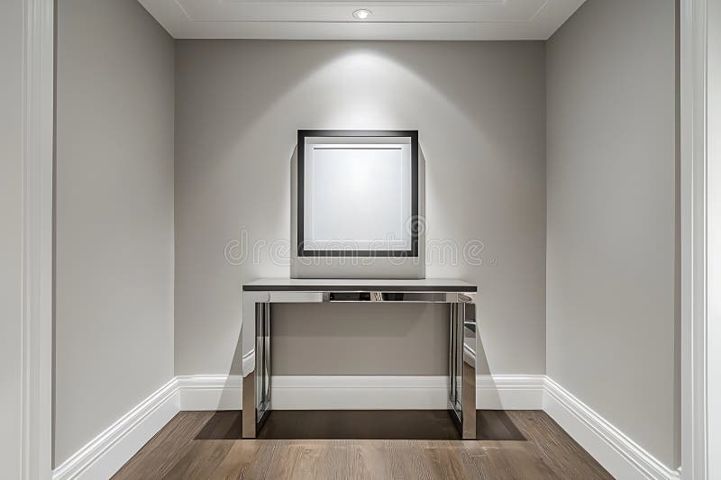 Modern Interior Design Empty Picture Frame Above a Sleek Console Table ...