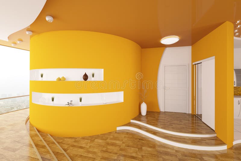 Modern Interior Design of Entrance Hall 3d Render Stock Illustration ...