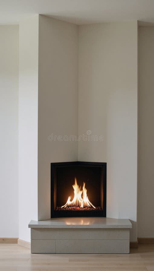 Modern Interior Design Features a Sleek Glassfronted Corner Fireplace ...