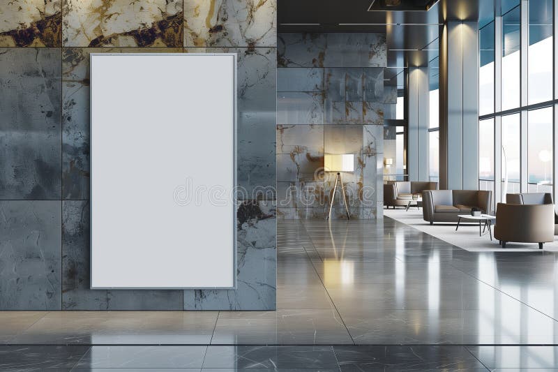 Modern Interior Design Featuring Blank Poster Mockup in Elegant Lobby ...
