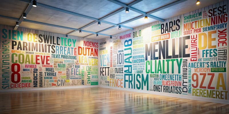 Modern Interior Design Featuring a Colorful Word Cloud Wall Mural ...