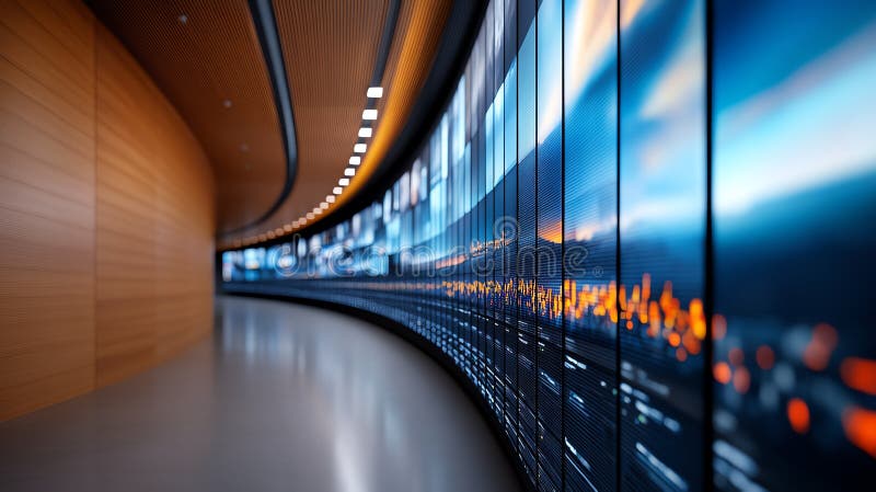 Modern Interior Design Featuring Curved Digital Displays in a Sleek ...