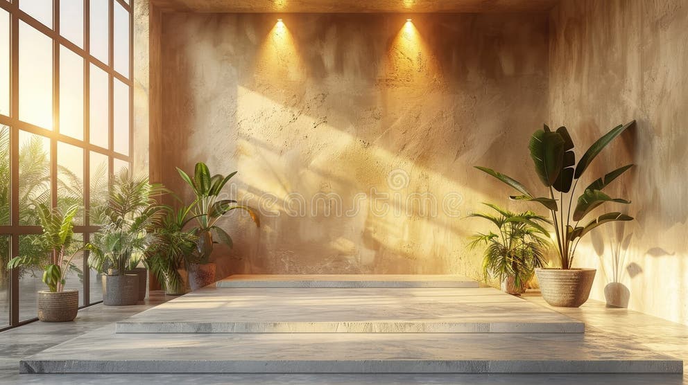 Modern Interior Design Featuring Natural Light and Greenery in a Serene ...