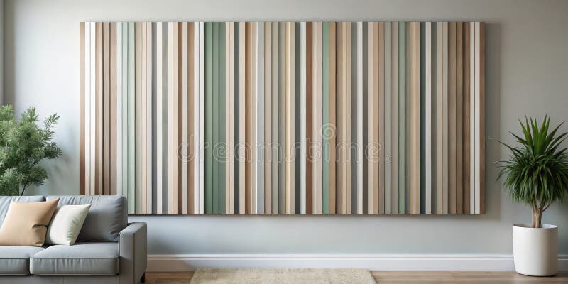 Modern Interior Design Featuring a Striking Vertical Striped Wood Panel ...