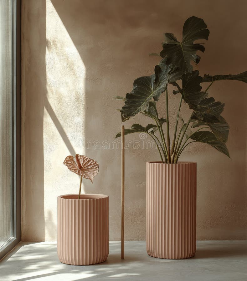 Modern Interior Design Featuring Stylish Planters with Tropical Plants ...