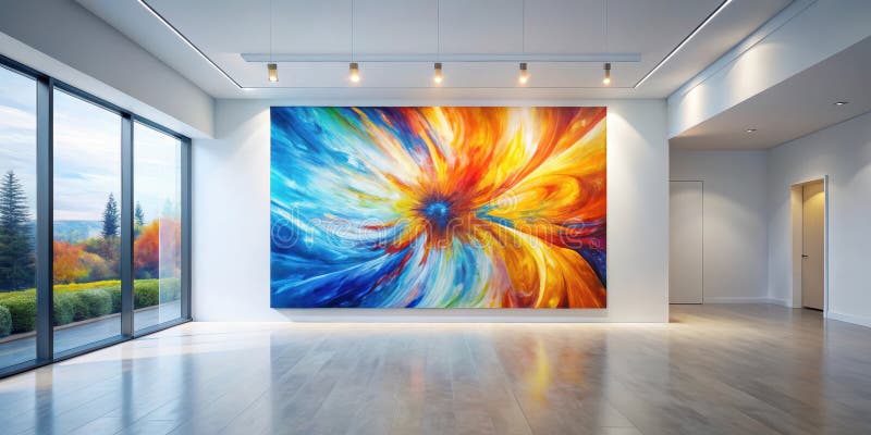 Modern Interior Design Featuring a Vibrant Abstract Canvas. Generative ...