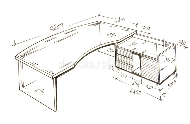 Modern Interior Design Freehand Drawing. Stock Illustration ...