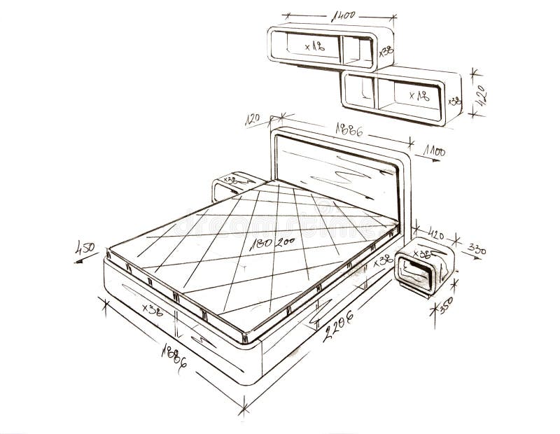 Modern Interior Design Freehand Drawing. Stock Illustration ...