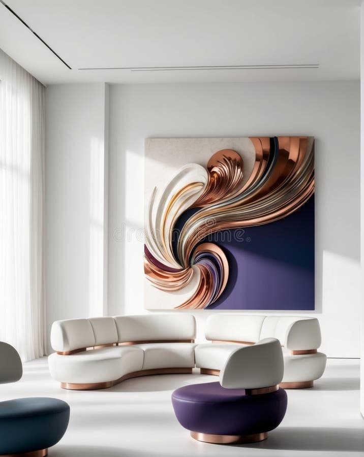 Modern Interior Design with Futuristic Seating and Abstract Artwork ...