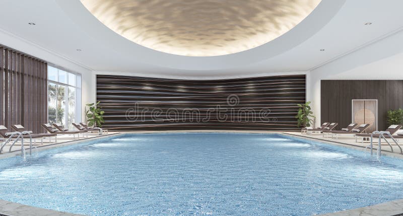Modern Interior Design of Indoor Swimming Pool Stock Illustration ...