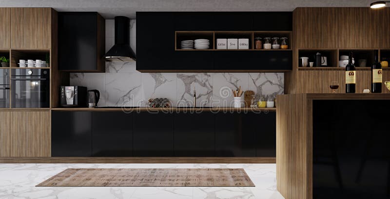 Modern Interior Design for Kitchen Stock Illustration - Illustration of ...