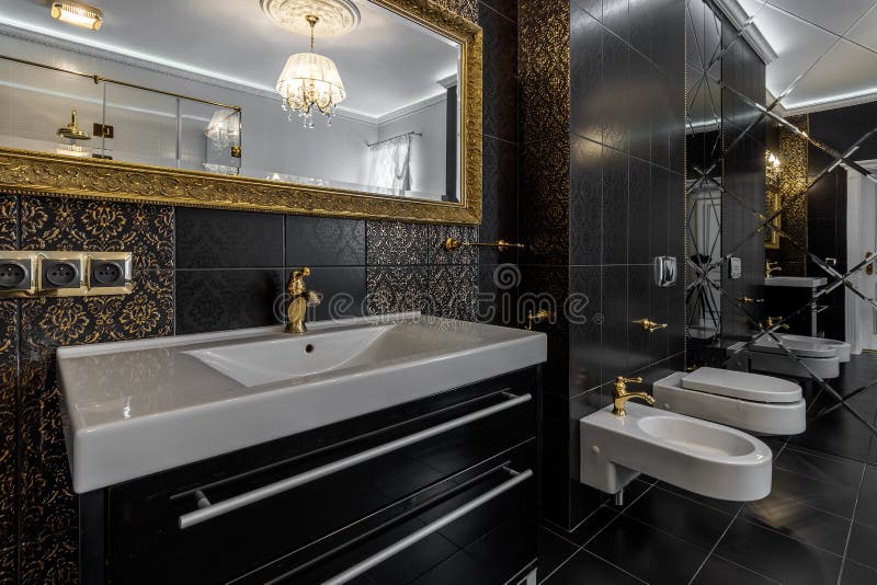 Modern Interior Design of a Large Bathroom in a Private House Stock ...