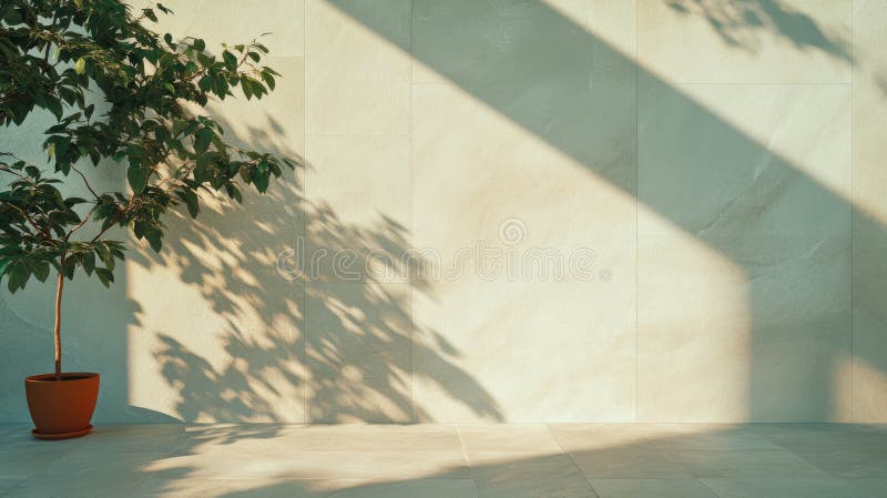 Modern Interior Design with Light Slate Effect Ceramic Wall and Potted ...