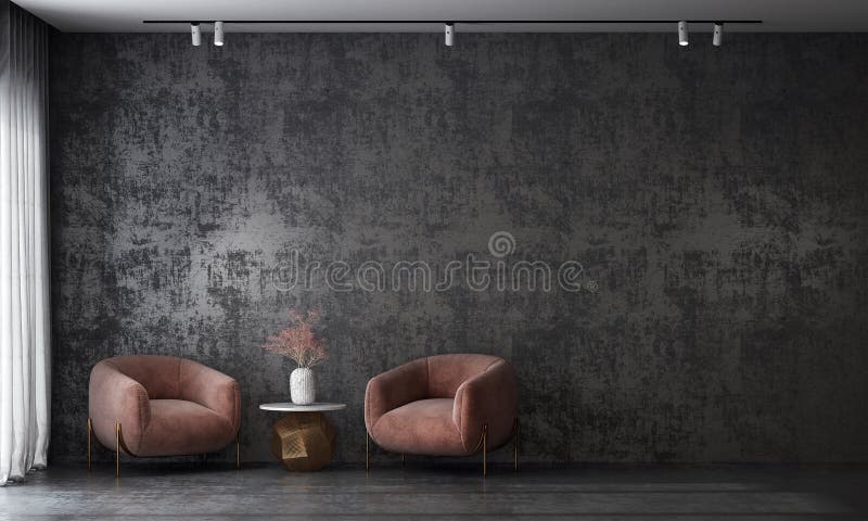 Modern Interior Design of Living Room and Concrete Wall Texture ...