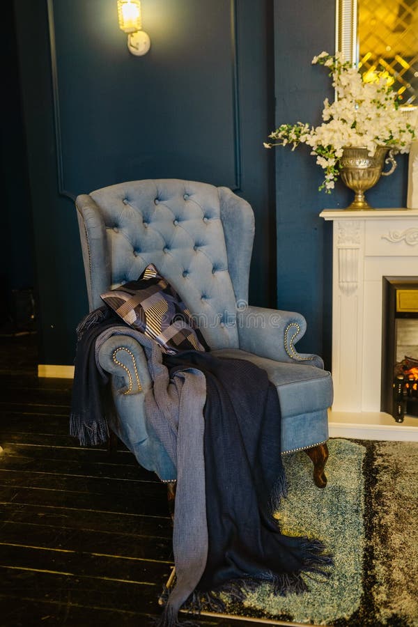 Modern Interior Design in the Loft Style Using Blue Color Stock Image ...