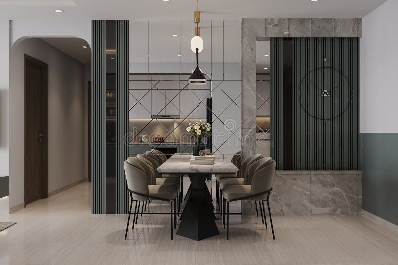 Modern Interior Design for a Minimal Dining Area Stock Illustration ...