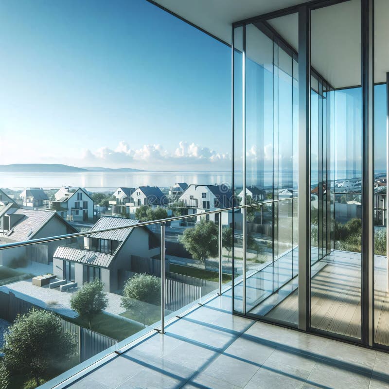 Modern Interior Design with Ocean View from a High Vantage Point Stock ...