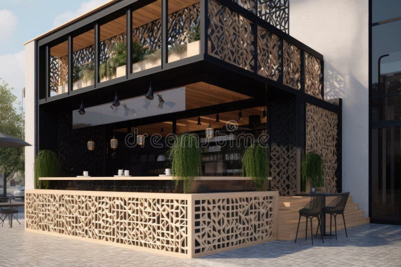 Open Cafe Building Facade. Vector. Flat. Stock Vector - Illustration of ...