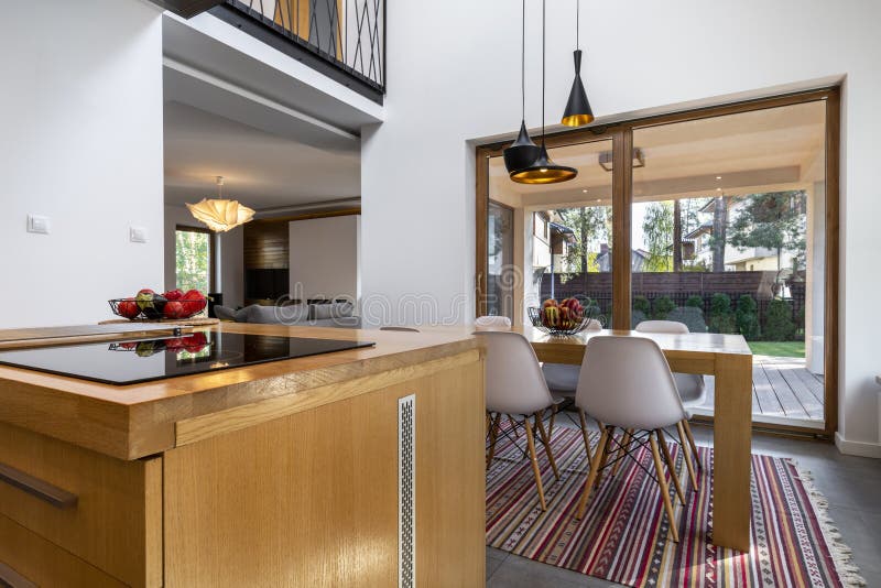 Modern Interior Design - Open Space Kitchen Stock Photo - Image of ...