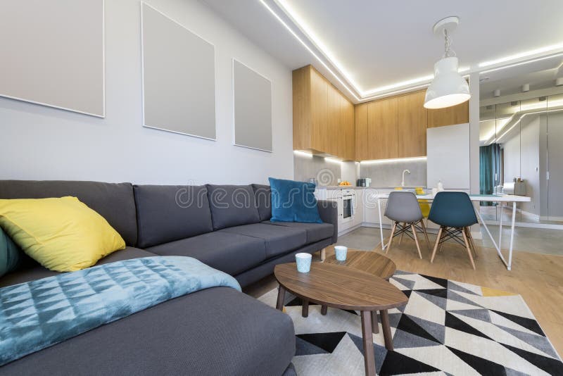 Open Space, Modern Interior Design Living Room Stock Image - Image of ...