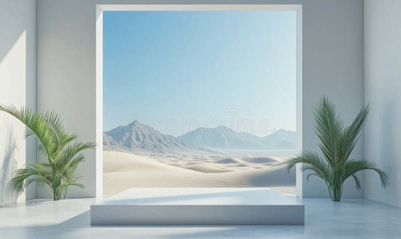 Modern Interior Design with Panoramic Desert View and Lush Greenery ...