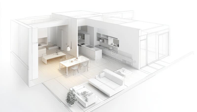 Modern Interior Design Plan Visualization Stock Illustration ...