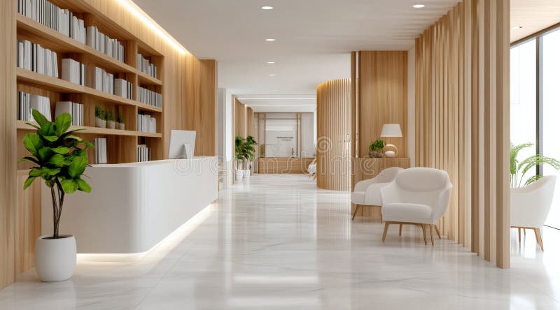 Modern Interior Design of a Serene Reception Area in a Wellness Center ...