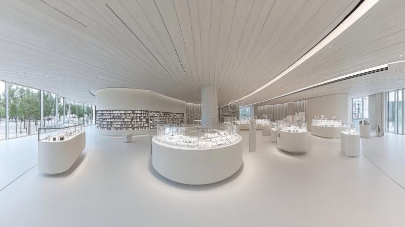 Modern Interior Design Showcases Sleek Displays and Library with ...