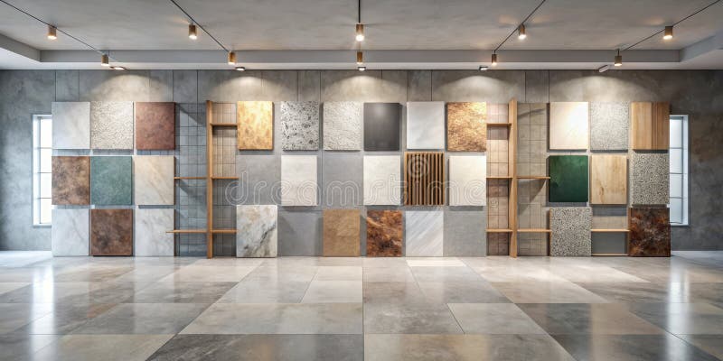 Modern Interior Design Showroom Featuring a Diverse Collection of Tiles ...
