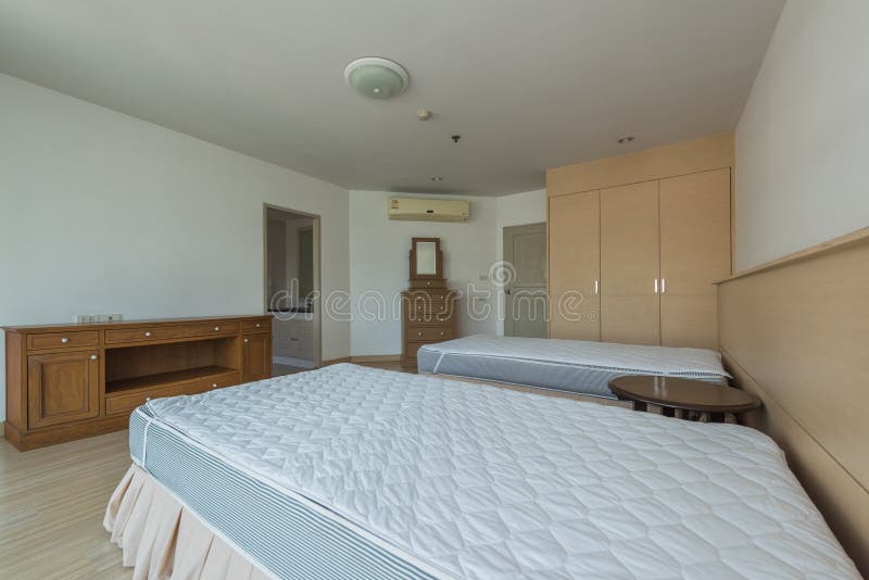 Modern Peaceful Bedroom Interior Design in Apartment. Stock Photo ...