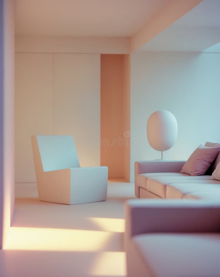 Modern Interior Design with Soft Colors and Ambient Lighting Stock ...