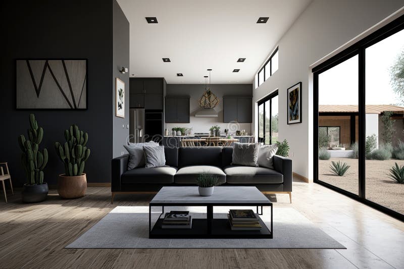 Modern Interior Design, in a Spacious Room. AI Generation Stock ...