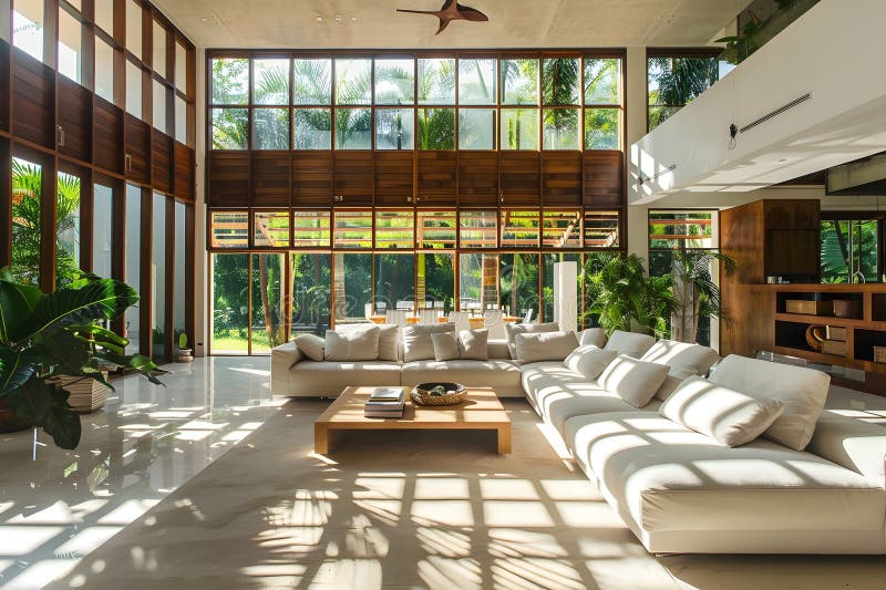 Modern Interior Design, Stylish Living Room with Natural Light Stock ...