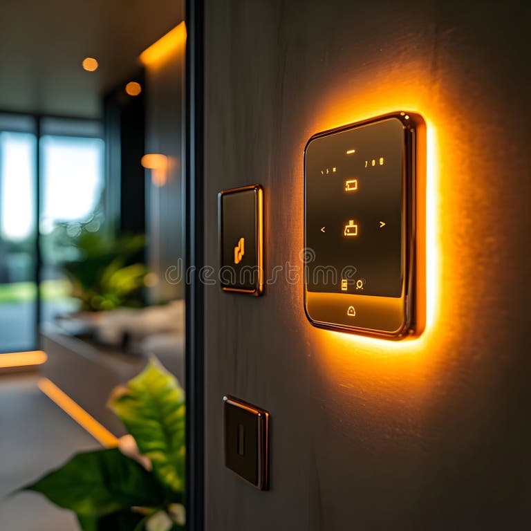 Modern Interior Design - Wall Mounted Control Panel with Orange Glow ...